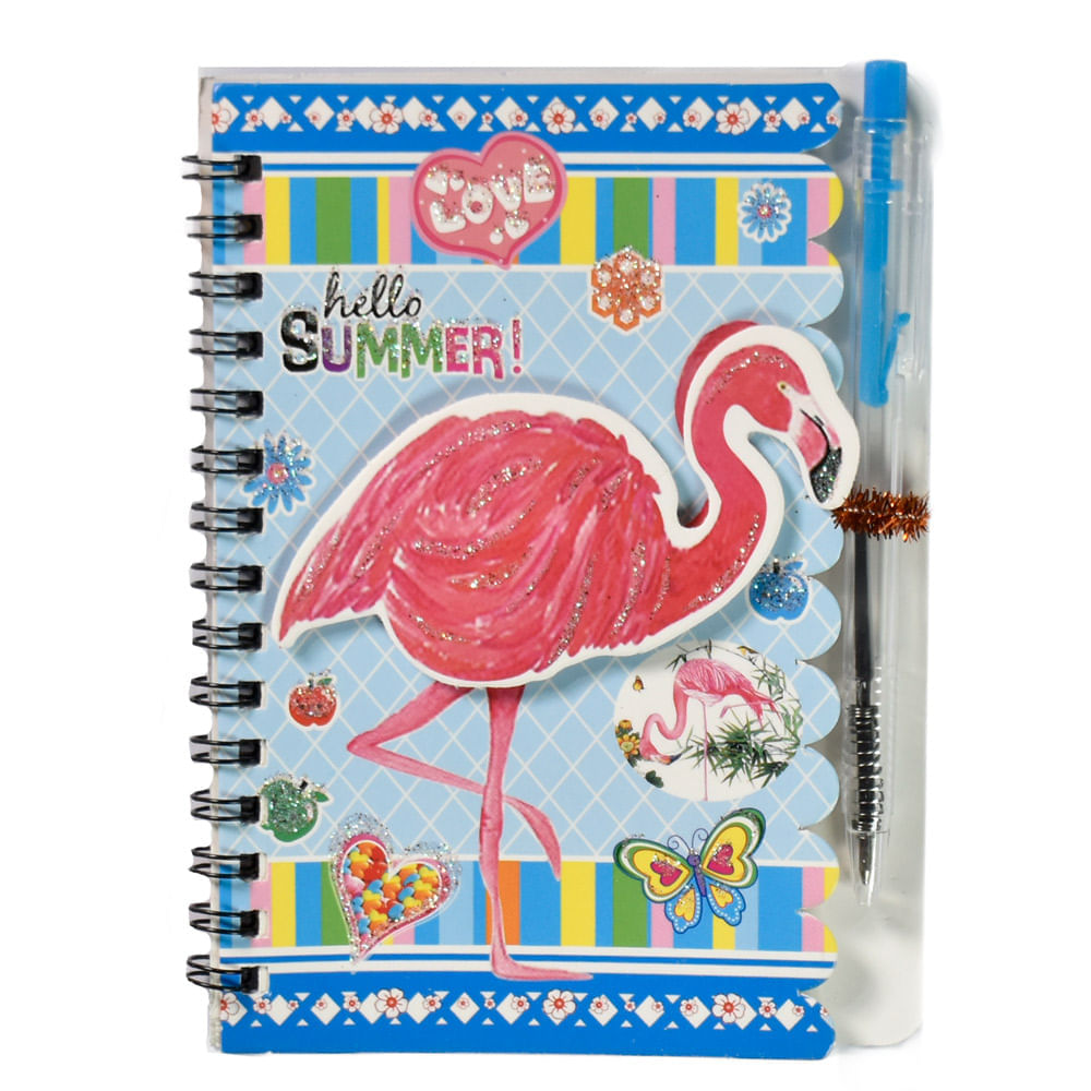 Libreta con rulo A6 + lapicera flamenco - Devoto Hnos. S.A.