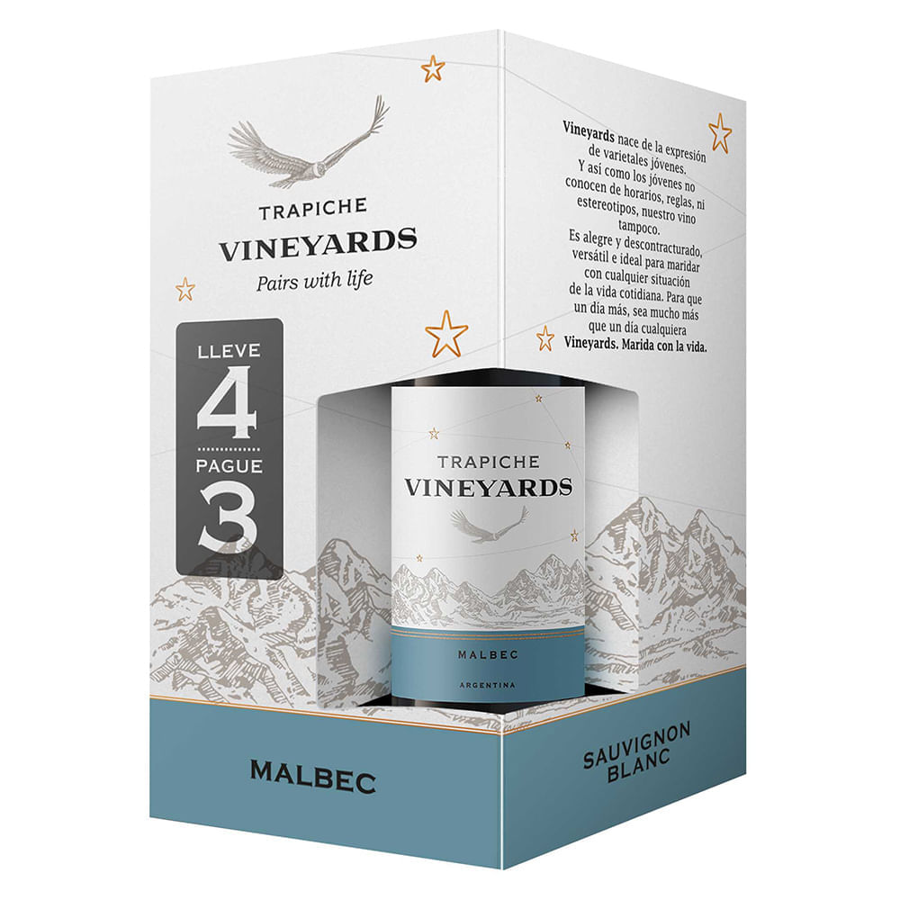 Vino TRAPICHE 4x3 - Pack de 3 L - Devoto Hnos. S.A.