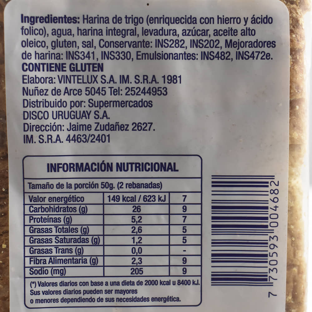 Pan integral PRECIO LÍDER 380 g - Devoto Hnos. S.A.
