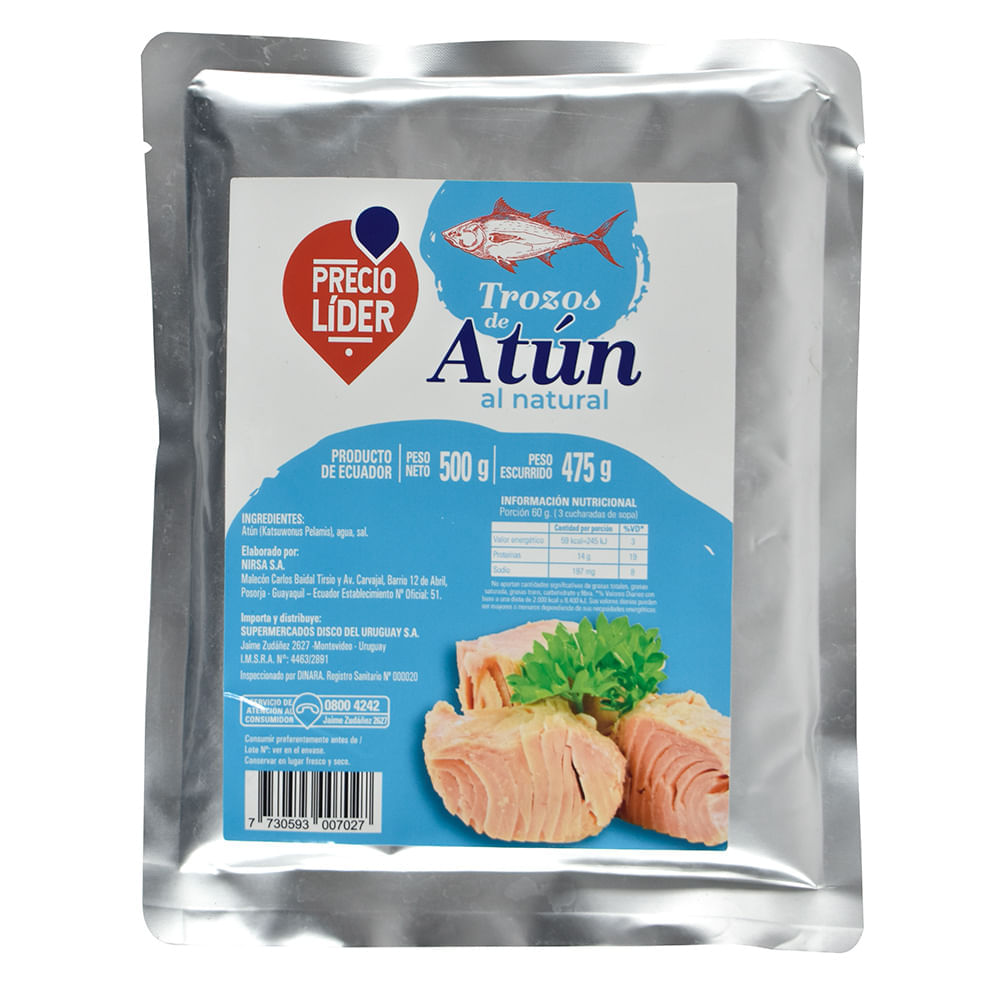 Atún en trozos al natural PRECIO LÍDER 500 g - Devoto Hnos. S.A.