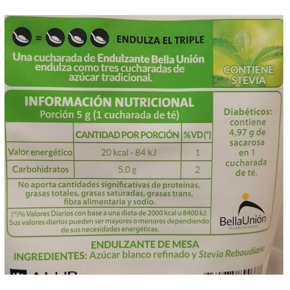 Endulzante BELLA UNIÓN 500 g - Devoto Hnos. S.A.