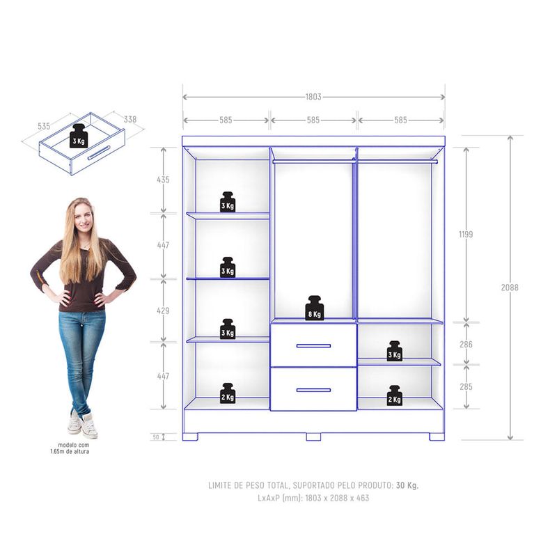 Ropero Primordial Jacarandá 4P 2C - Devoto Hnos. S.A.