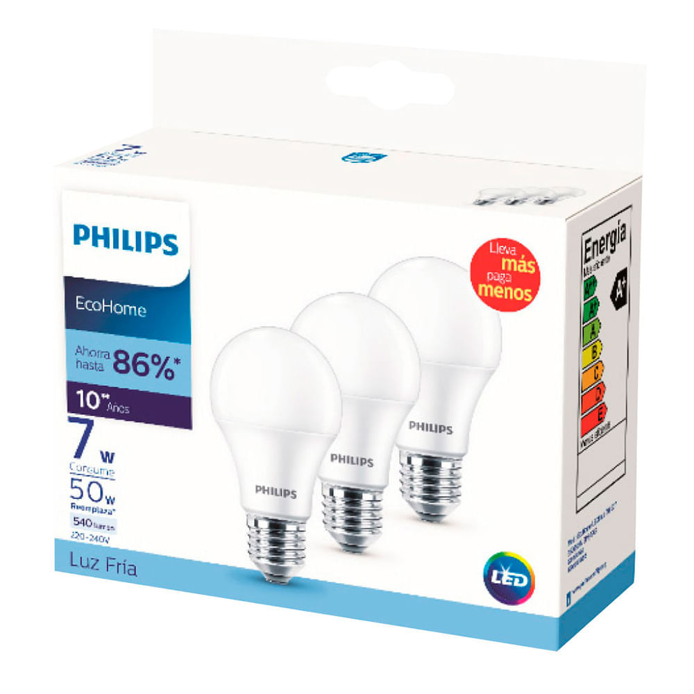 Lámpara LED PHILIPS ecohome fría x 3 7W - Devoto Hnos. S.A.