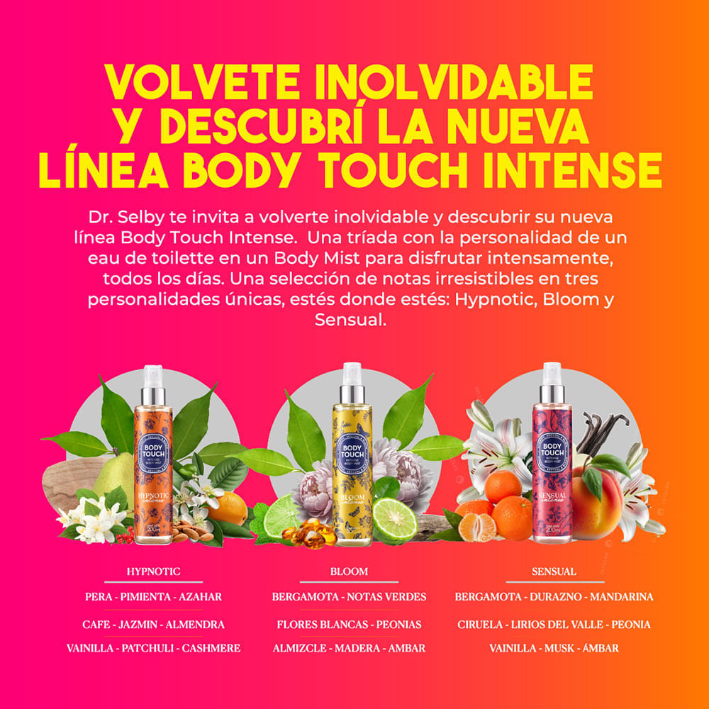 Colonia Body Touch Intense Body Mist Sensual - Devoto Hnos. S.A.