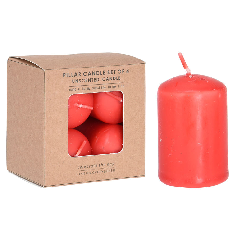 Set x 4 velas rojas 6 cm - Devoto Hnos. S.A.