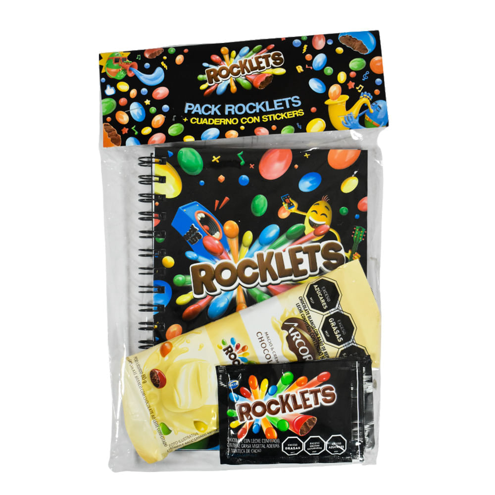 Pack Chocolate ROCKLETS 120 g + Cuaderno - Devoto Hnos. S.A.