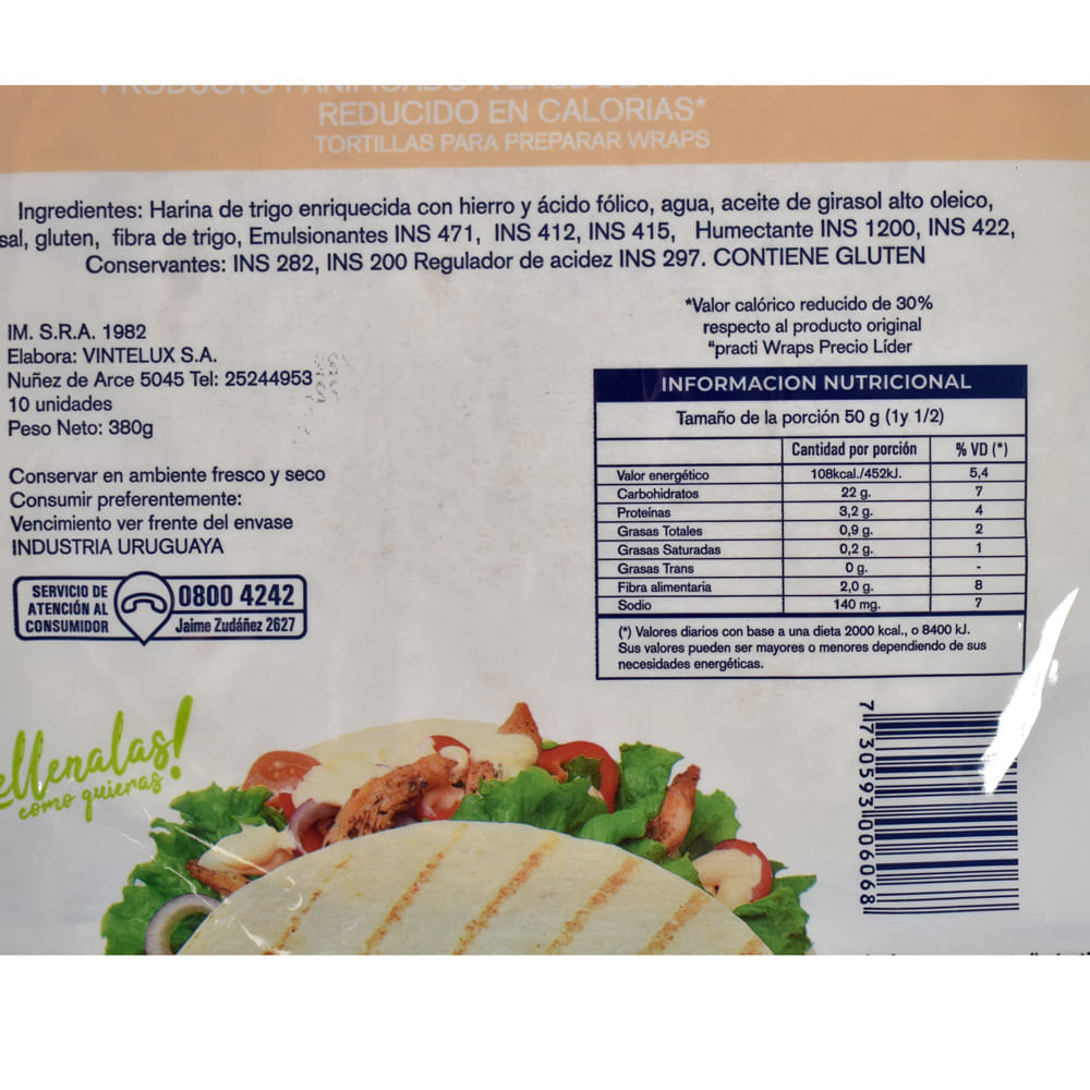 Tortilla PRECIO LÍDER light 380 g - Devoto Hnos. S.A.