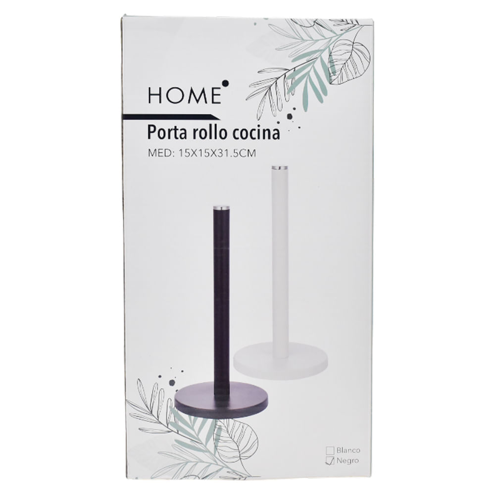 Porta Rollo Cocina Blanco/Negro 15x15x31.5 cm - Devoto Hnos. S.A.